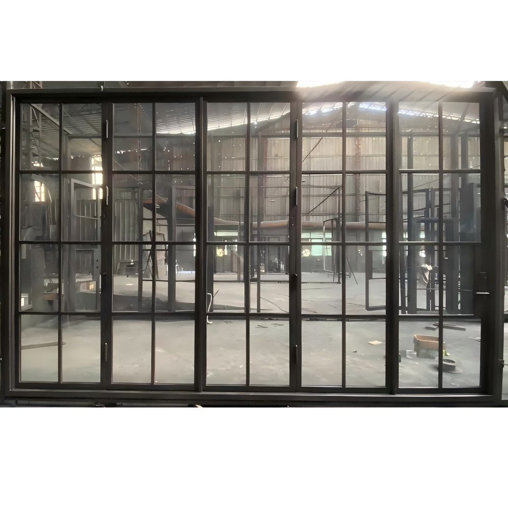 Steel French 8-Lite Modern Square Bifold Patio Door