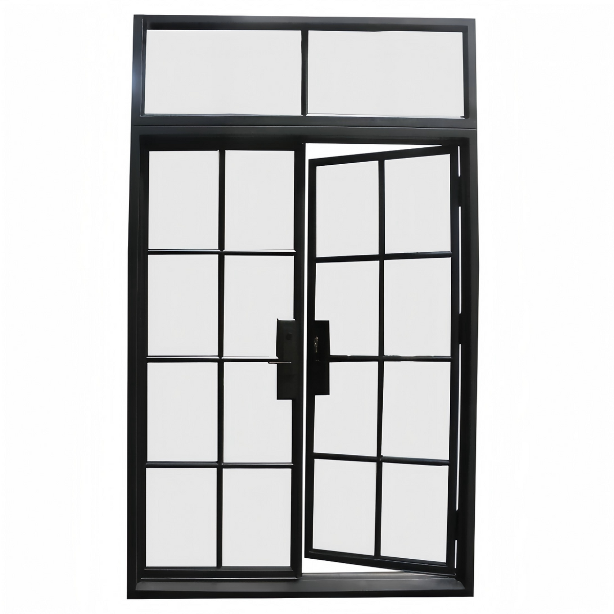 Steel French 8-Lite Double Square Patio Door with Transom