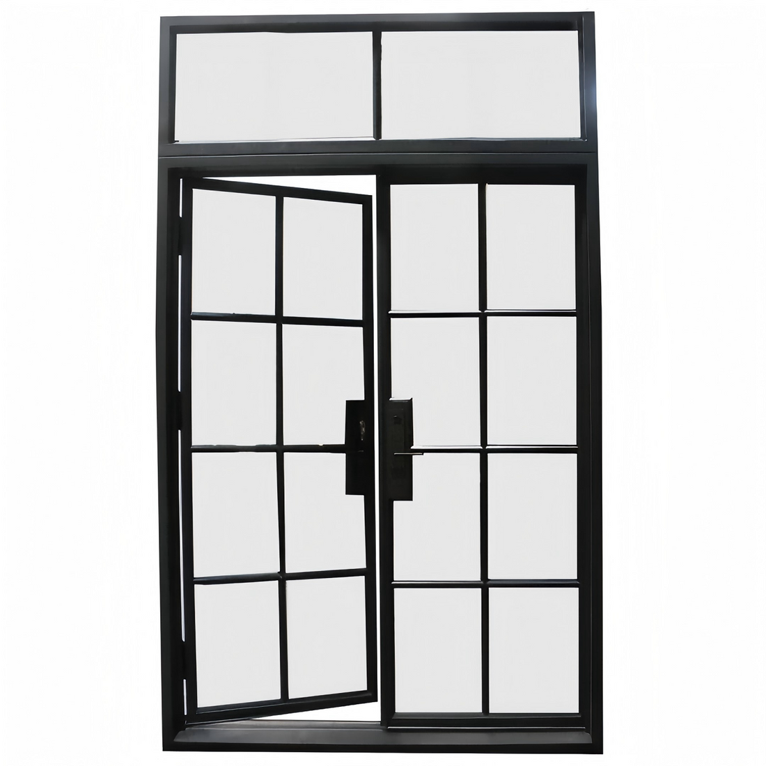 Steel French 8-Lite Double Square Patio Door with Transom