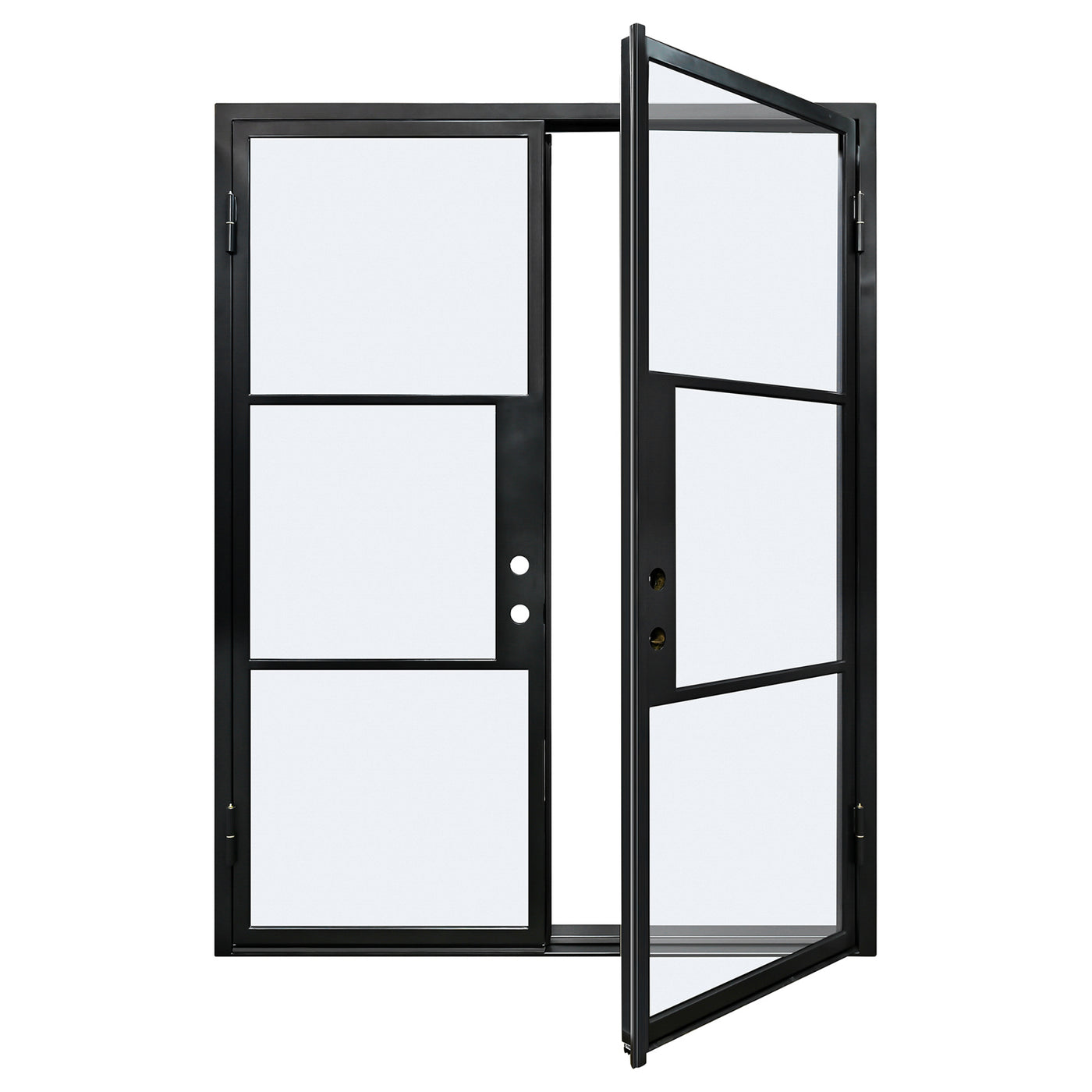 Steel French 3-Lite Exterior Square Double Patio Door