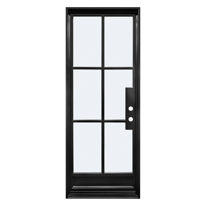 Steel French 6-Lite Exterior Modern Square Singel Patio Door with Kick ...