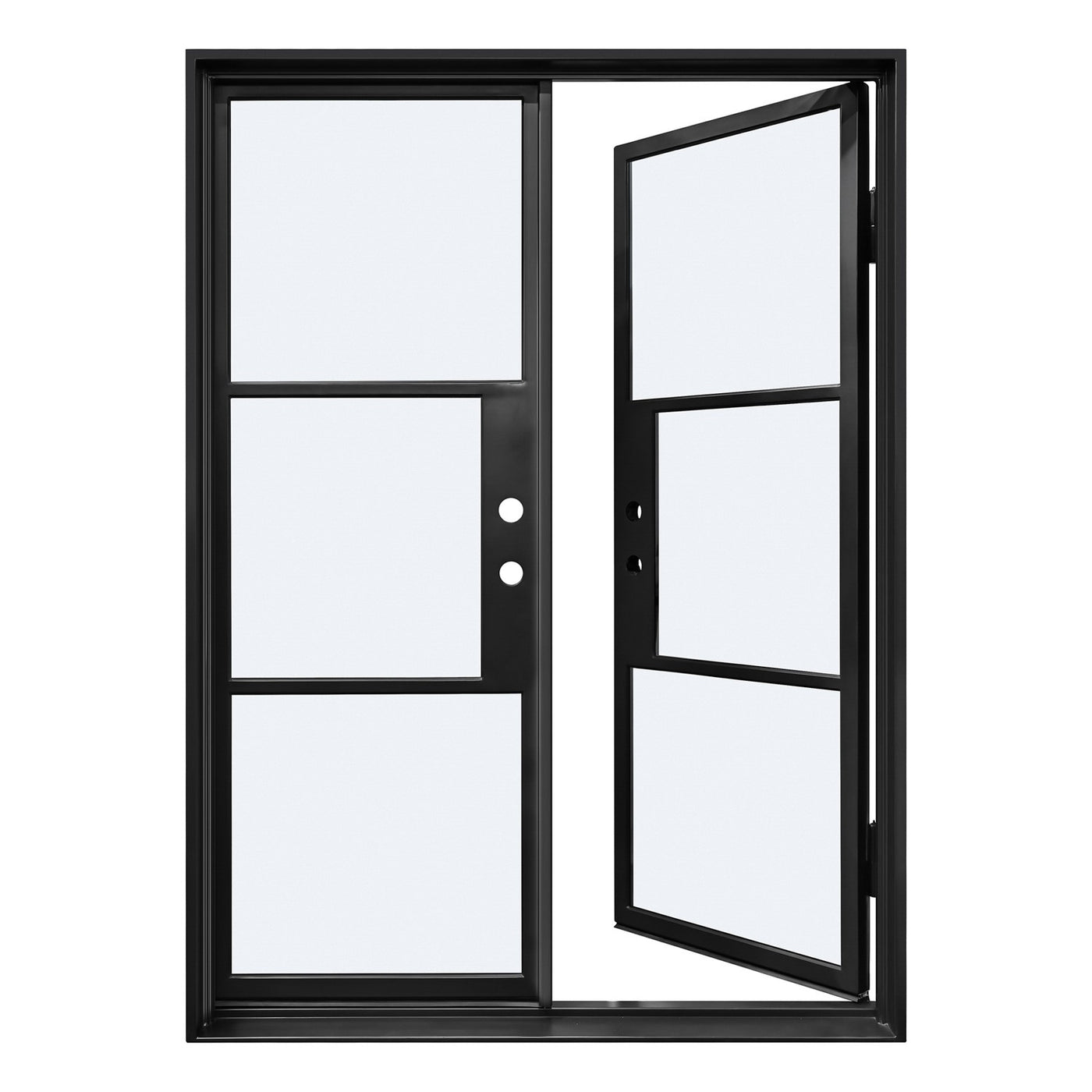 Steel French 3-Lite Exterior Square Double Patio Door