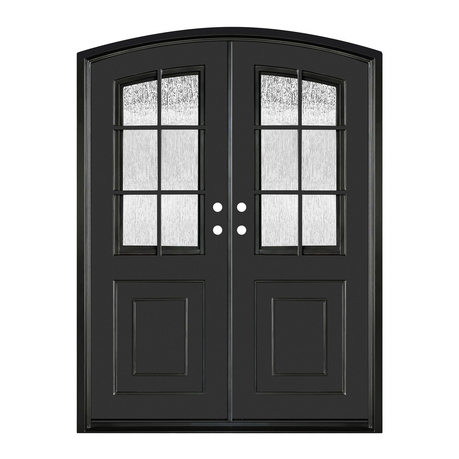 Custom Exterior Wrought Iron 6-Lite Entry Double Door | Arched Top ...